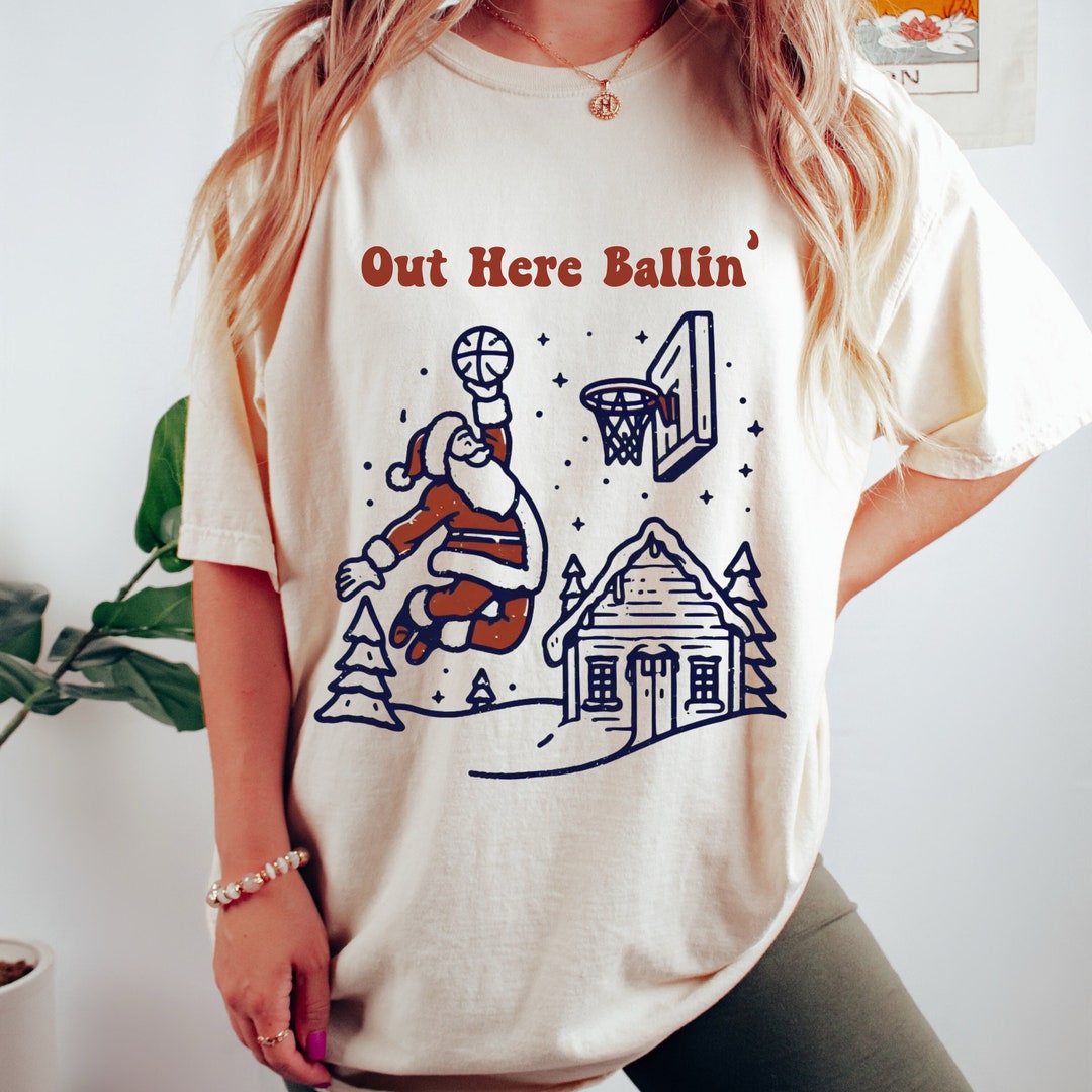 Out Here Ballin Funny Christmas SVG Cottagecore Santa PNG Santa Retro ...