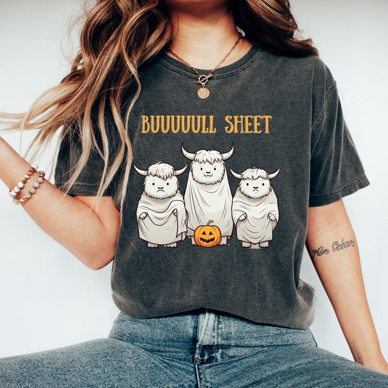 Bull Sheet Funny Ghost Highland Cow Clip Art PNG for Halloween - Etsy