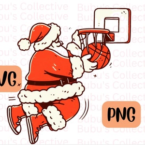 Santa Dunking Basketball SVG Cool Funny Retro Christmas Sublimation PNG ...