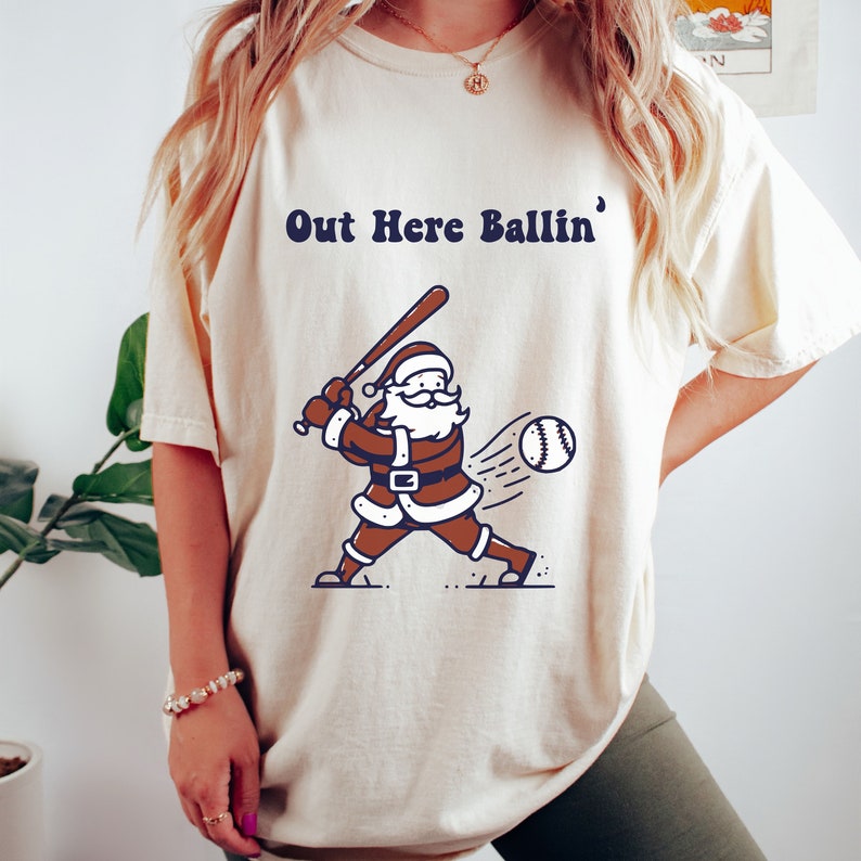 Baseball SVG Christmas Out Here Ballin Png X-mas Clipart Santa Retro ...