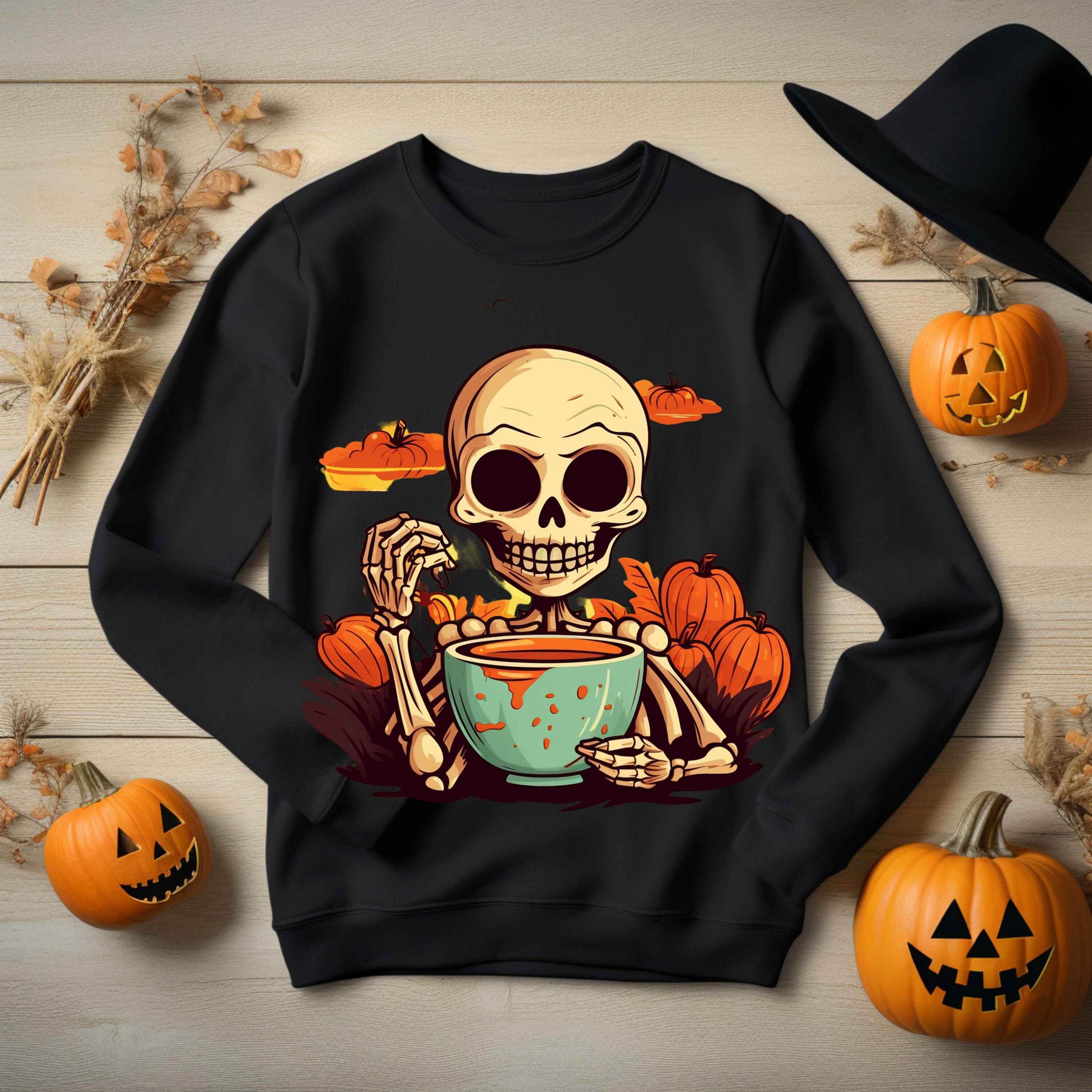 Skeleton Drinking Coffee Clip Art for Halloween Designs in PNG - Etsy