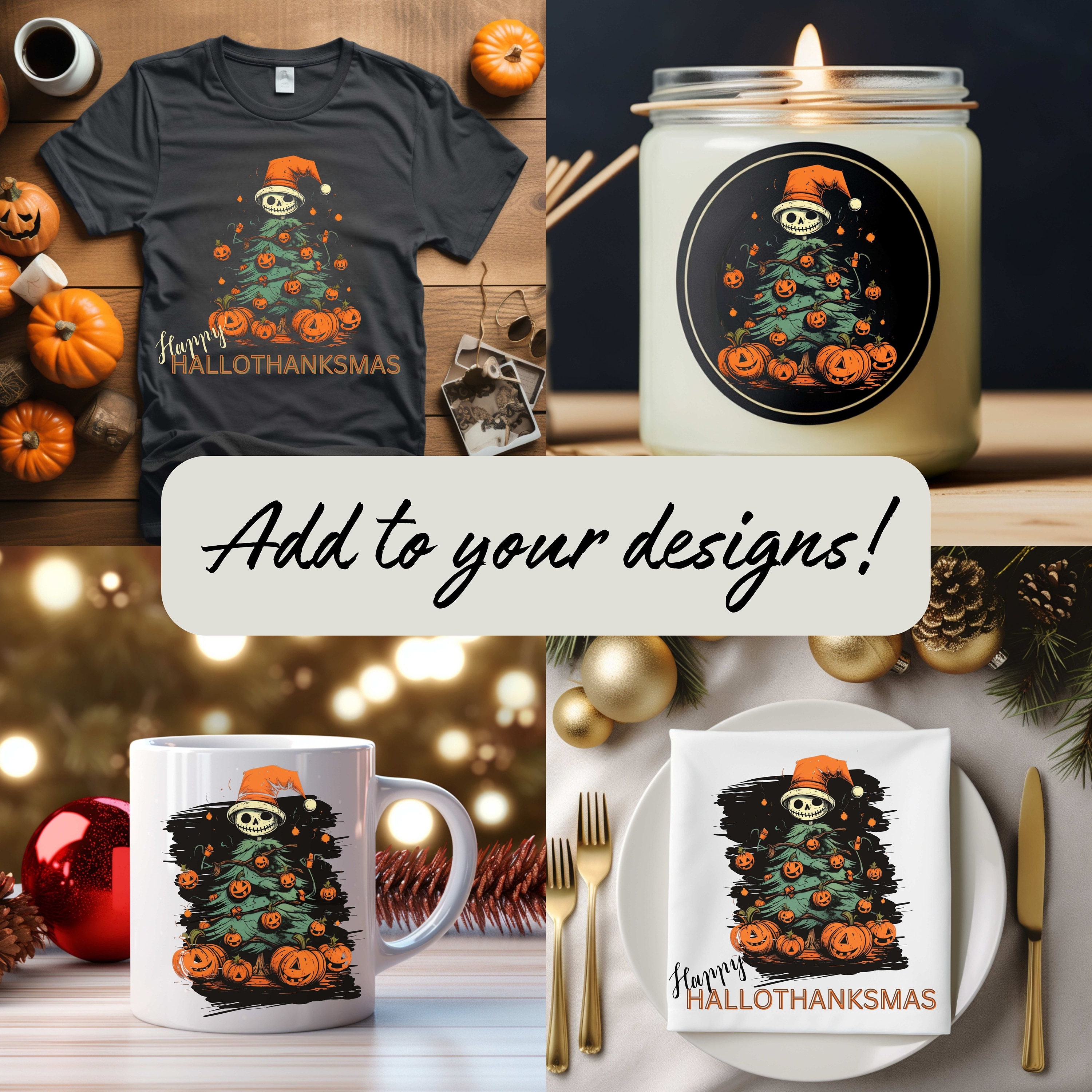 Happy Hallothanksmas Clipart Hallothanksmas Png Happy - Etsy