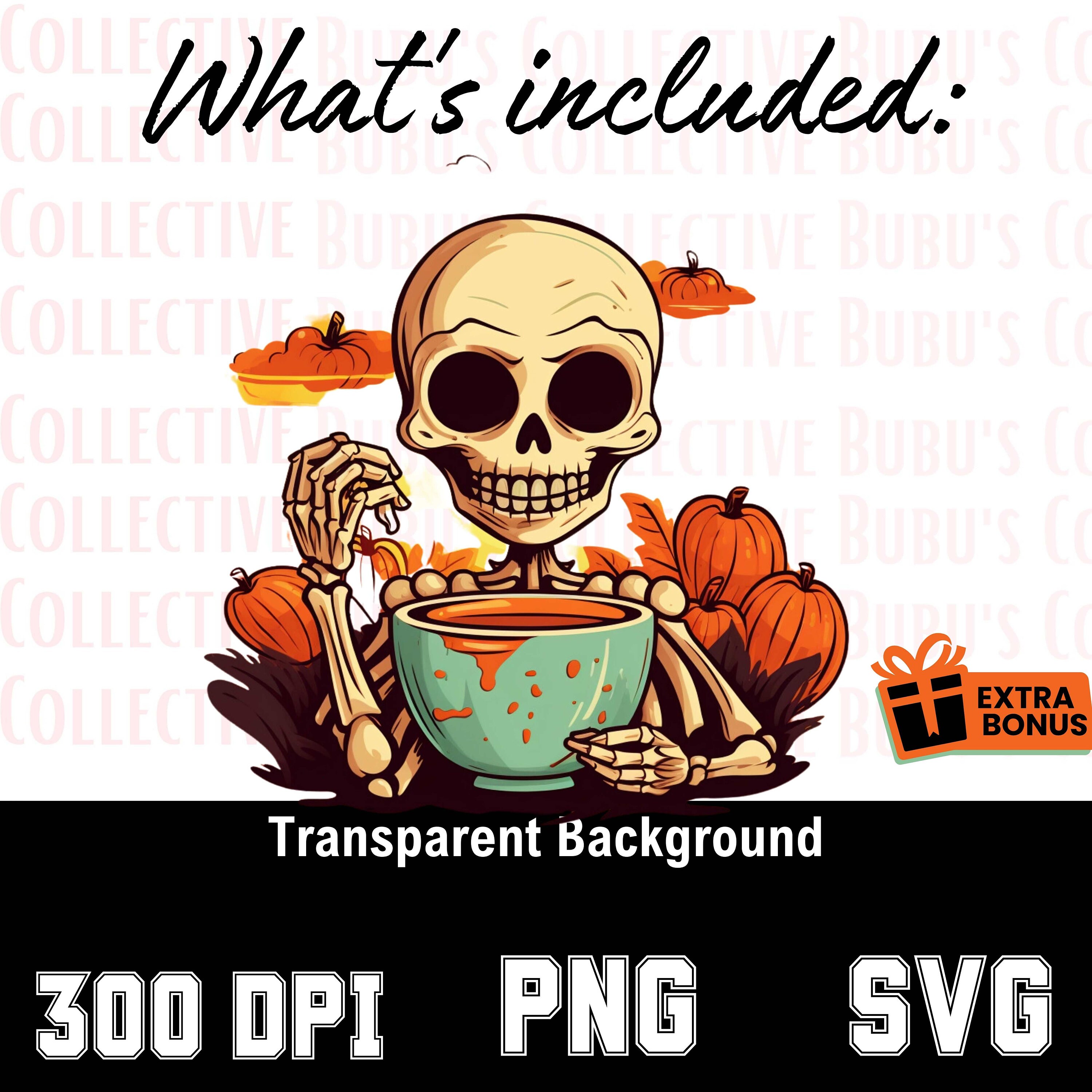 Skeleton Drinking Coffee Clip Art for Halloween Designs in PNG - Etsy