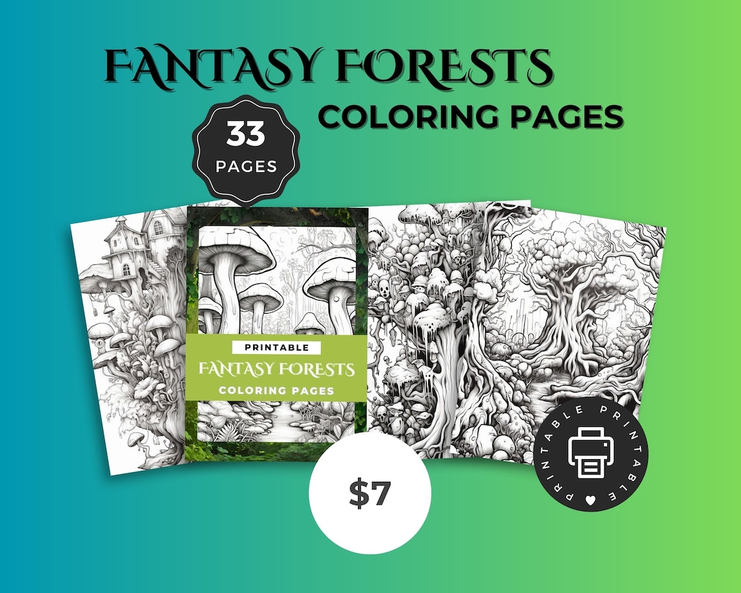 Fantasy Forests Coloring Pages Forests Colouring Pages Gift - Etsy