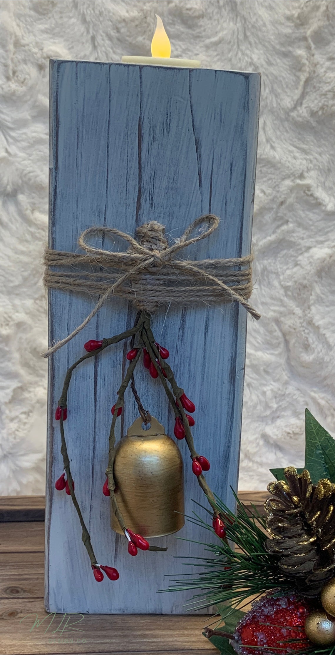 Rustic Wood Pillar Tealight Candle Holders for Christmas, Rustic ...
