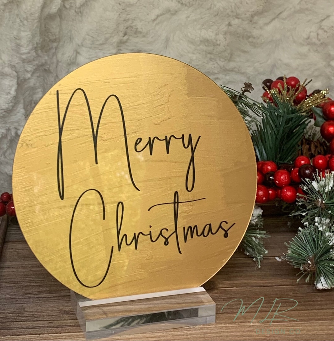 Merry Christmas Acrylic Sign With Stand, Holiday Sign, Christmas Sign ...
