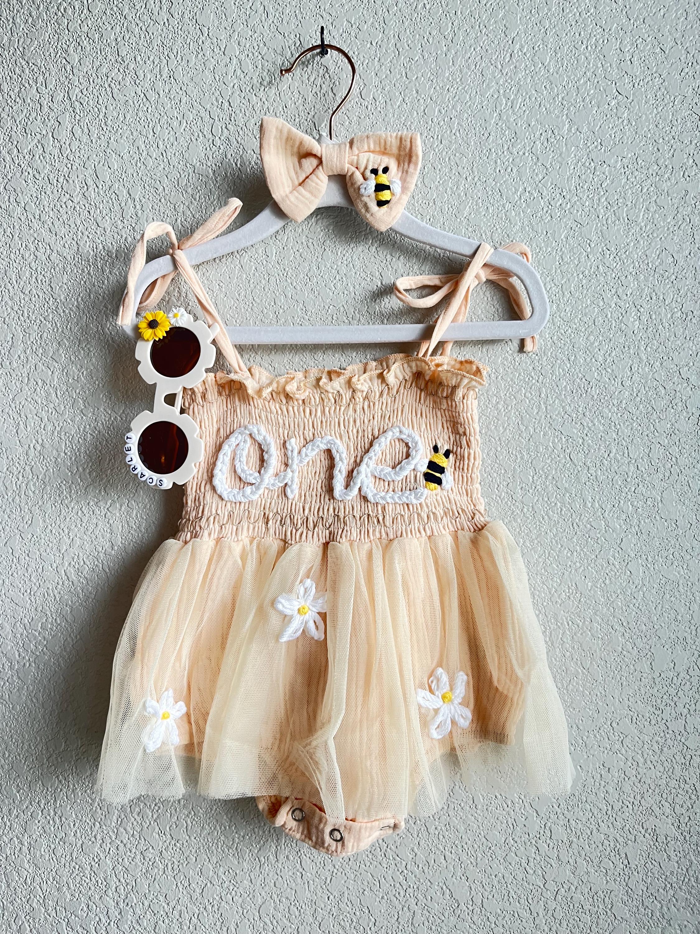 Hand Embroidered Baby Romper, First Birthday Outfit, Personalized ...