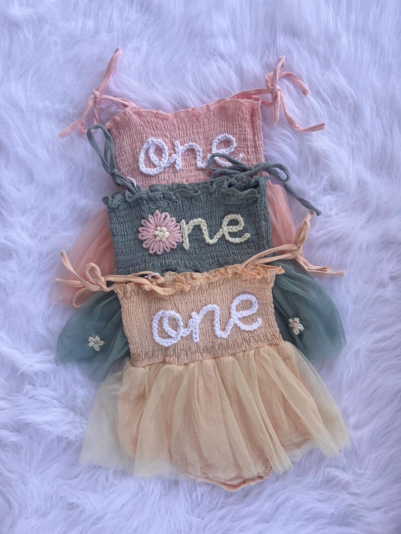 Hand Embroidered Baby Romper, First Birthday Outfit, Personalized ...