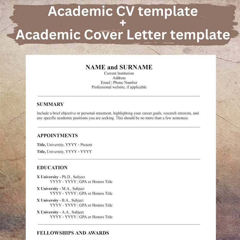 Academic CV | Curriculum Vitae | Minimalist CV | CV Template | Word ...