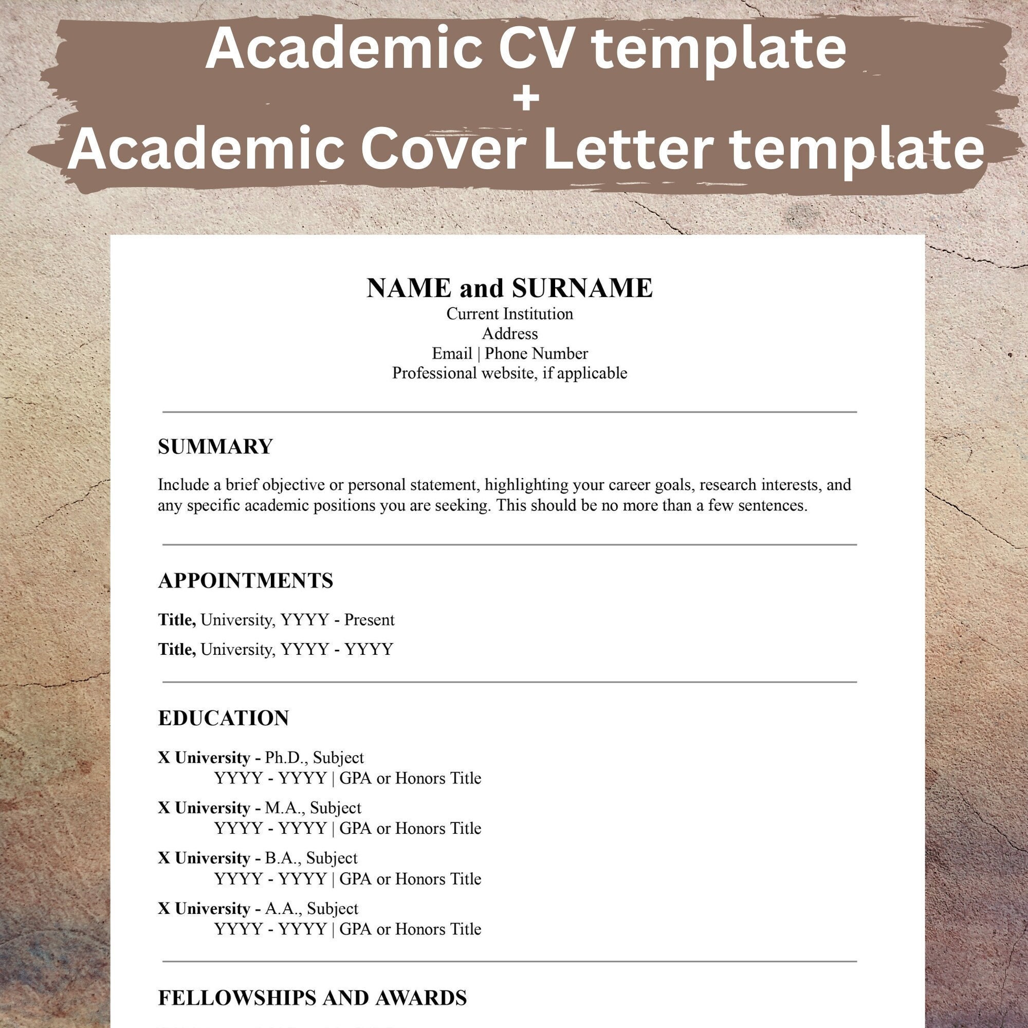 Academic CV | Curriculum Vitae | Minimalist CV | CV Template | Word ...