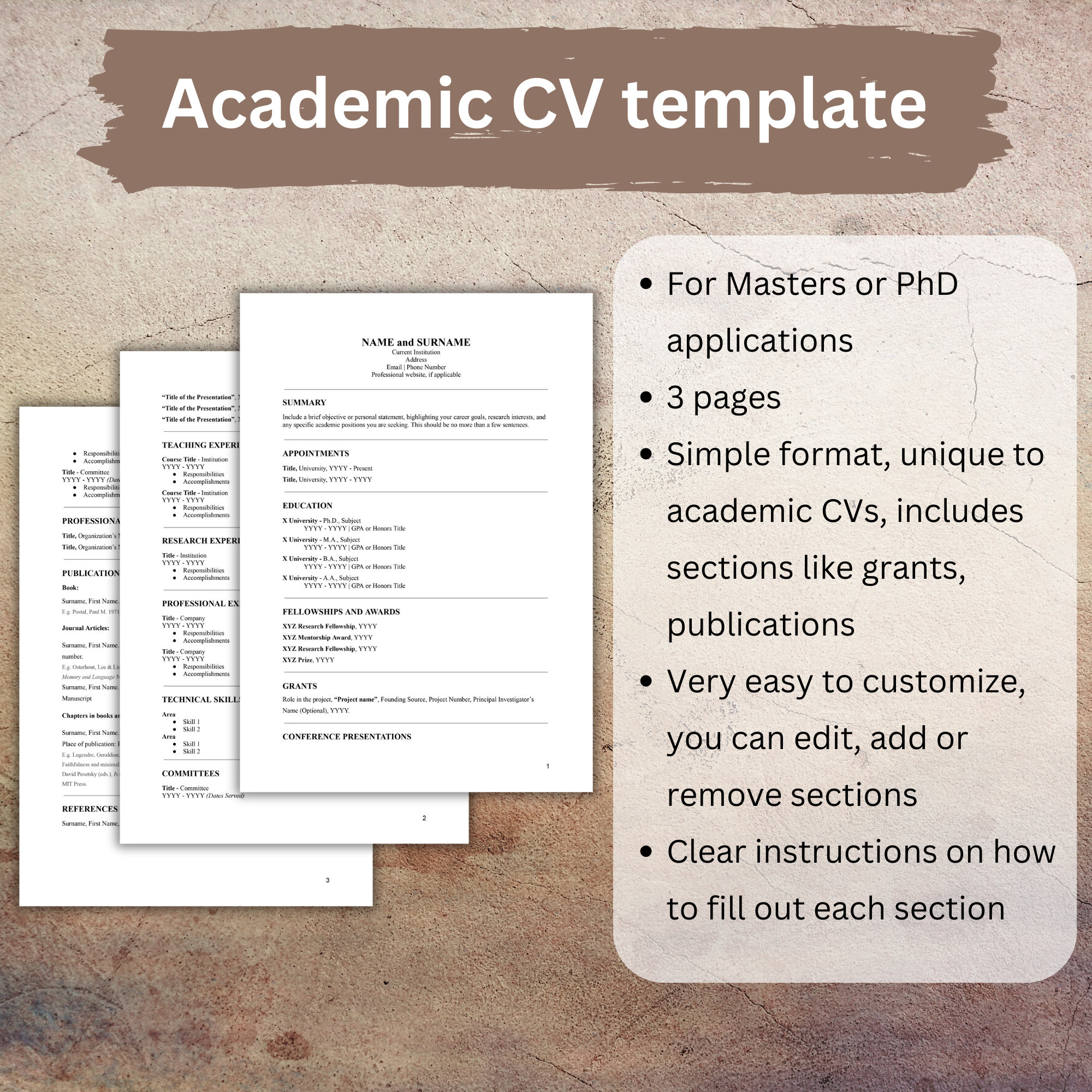 Academic CV | Curriculum Vitae | Minimalist CV | CV Template | Word ...