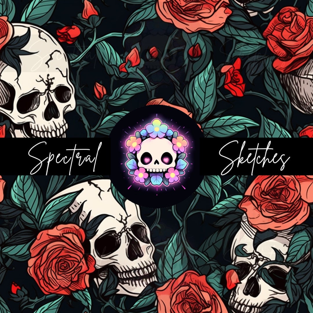 Spectral Sketches: Skulls and Roses | Seamless File | Digital Download ...