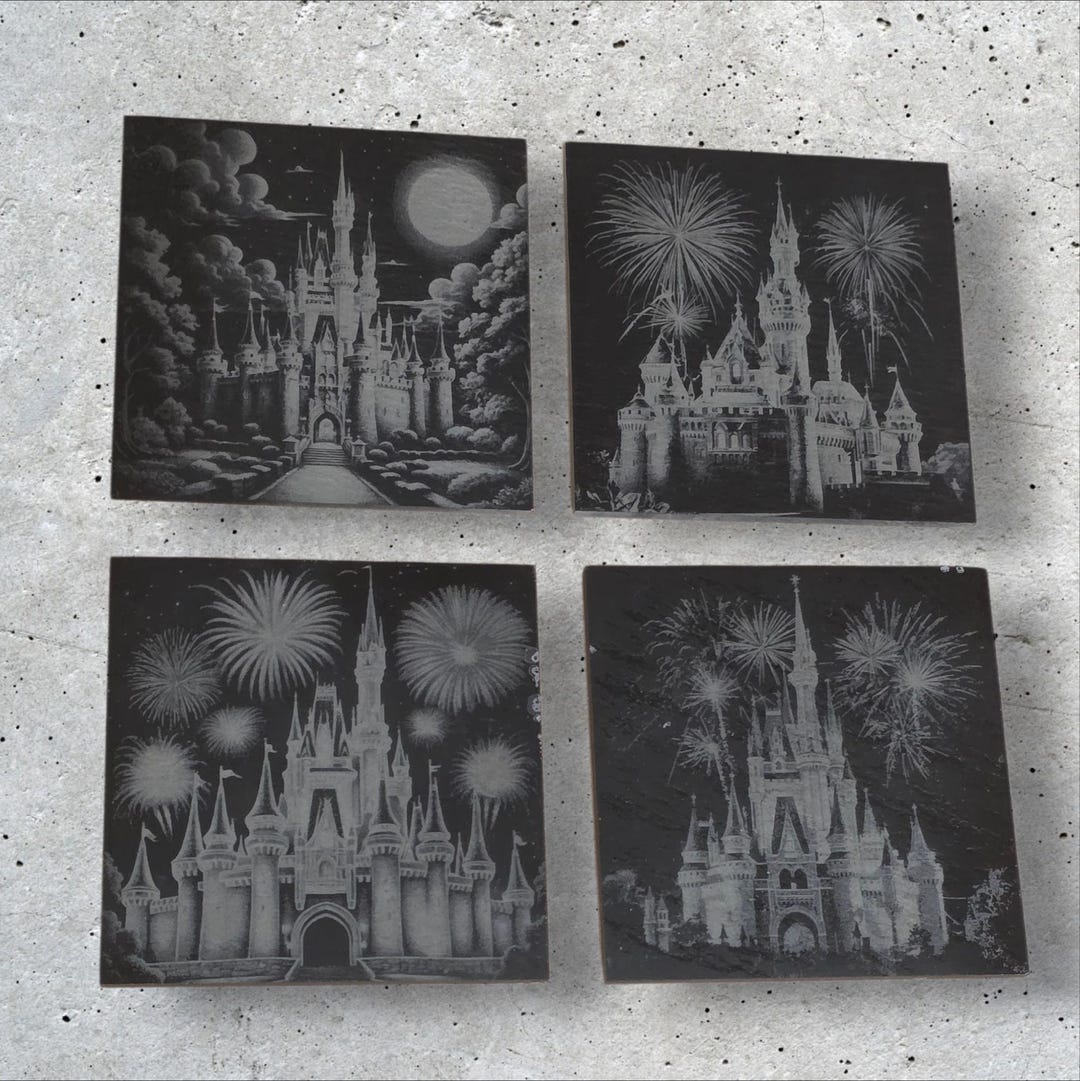 Fairy Tale Castle. Lasered Slate Coasters. Beautiful Gift Idea. - Etsy