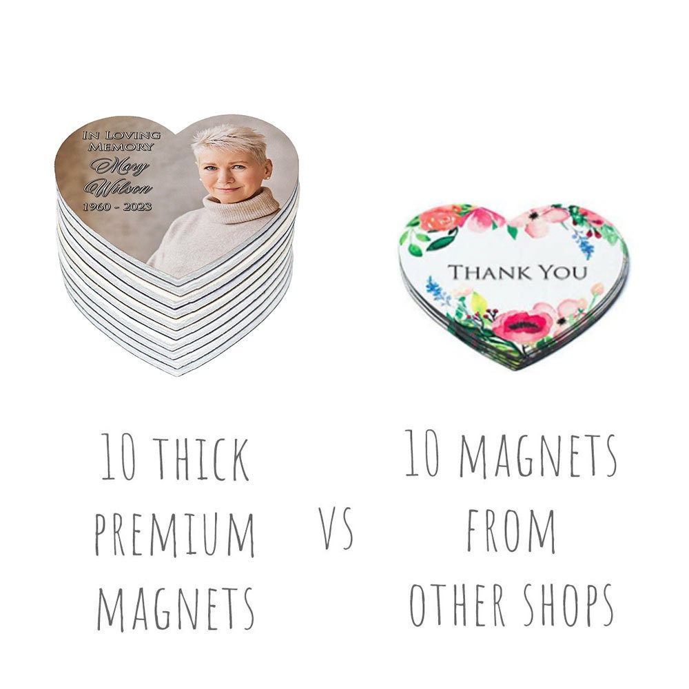 Celebration of Life Keepsake Heart Magnets | Loss of Loved One Guest ...