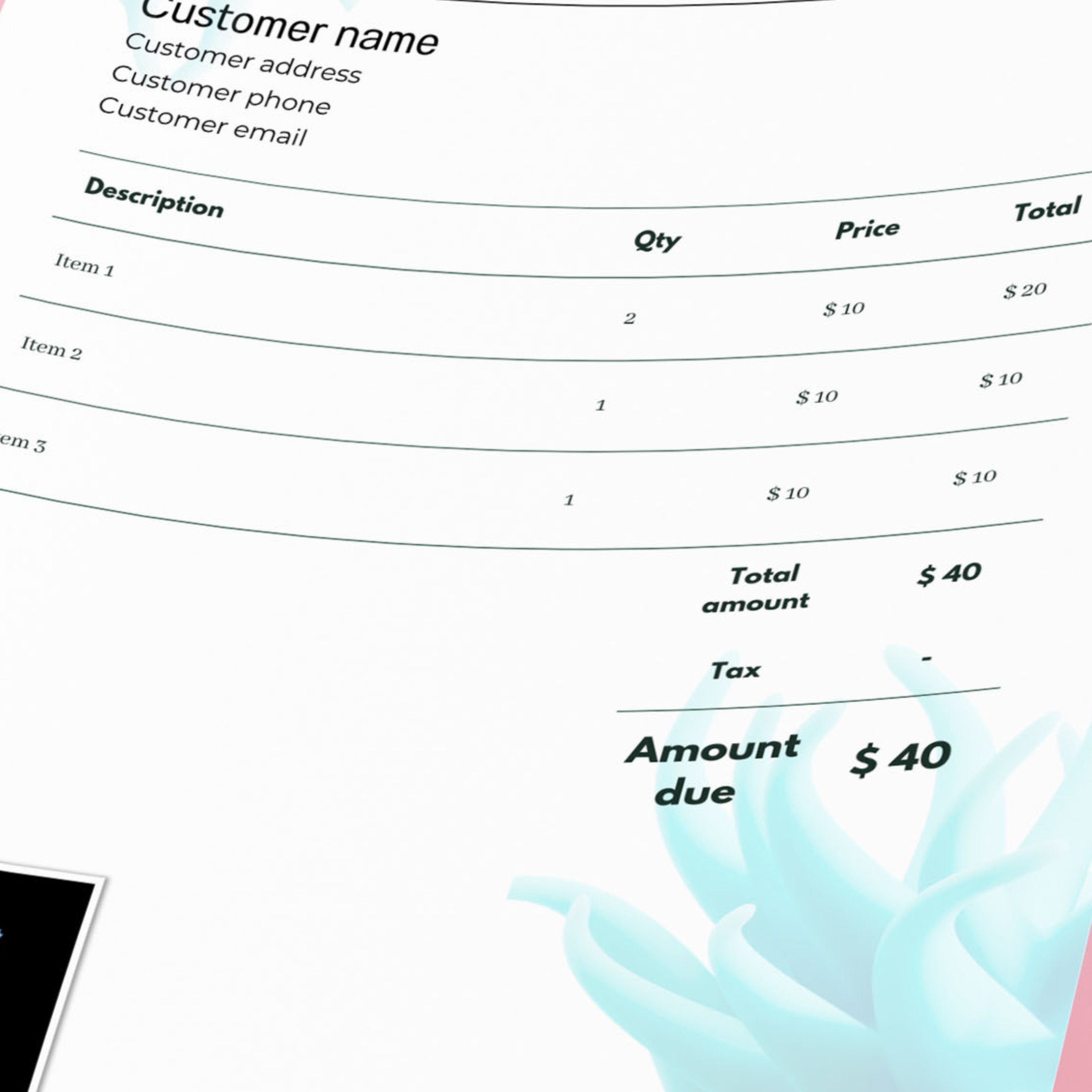 Invoice Template | US Letter Size | Table + Customizable Logo on Canva ...