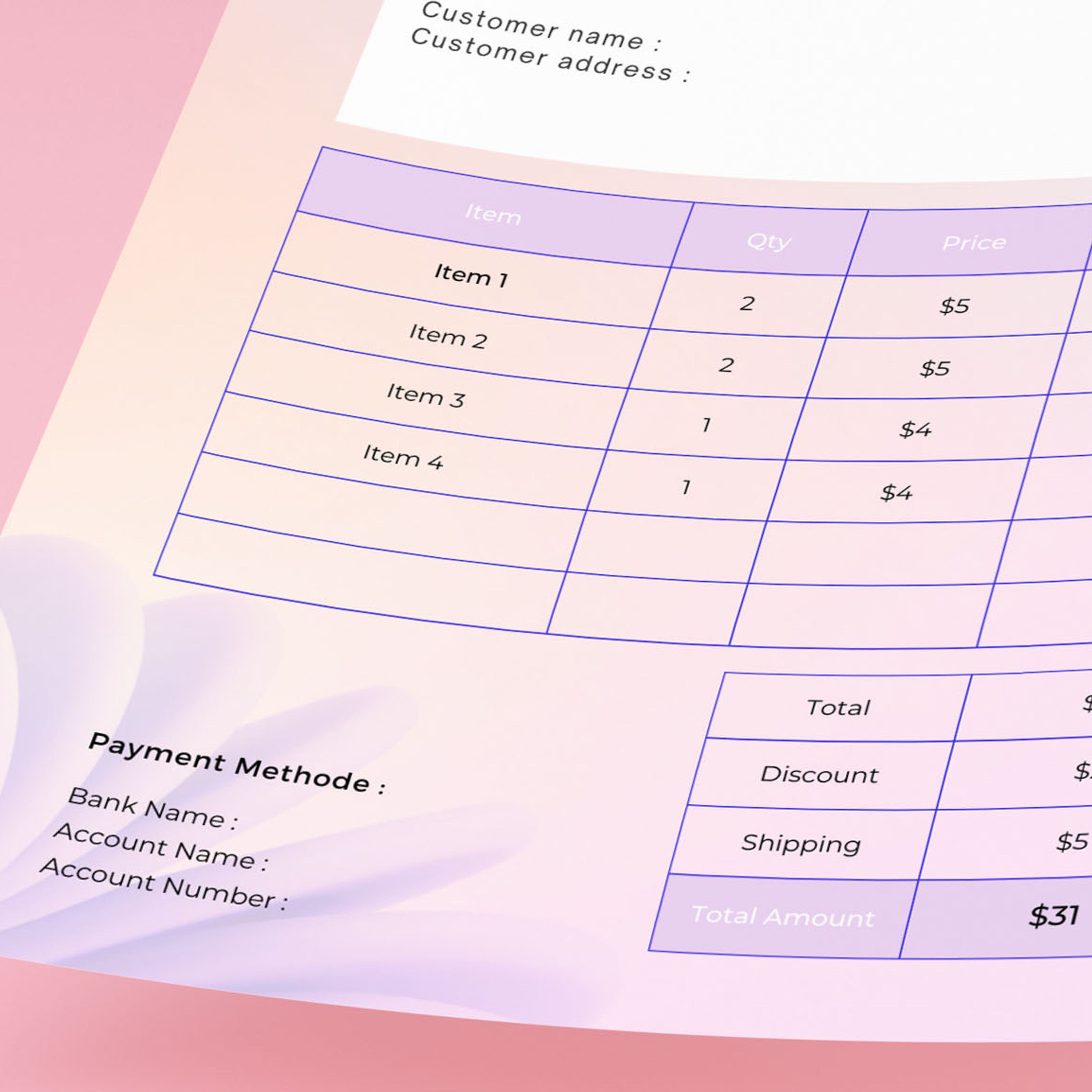 Invoice Template | US Letter Size | Table + Customizable Logo on Canva ...
