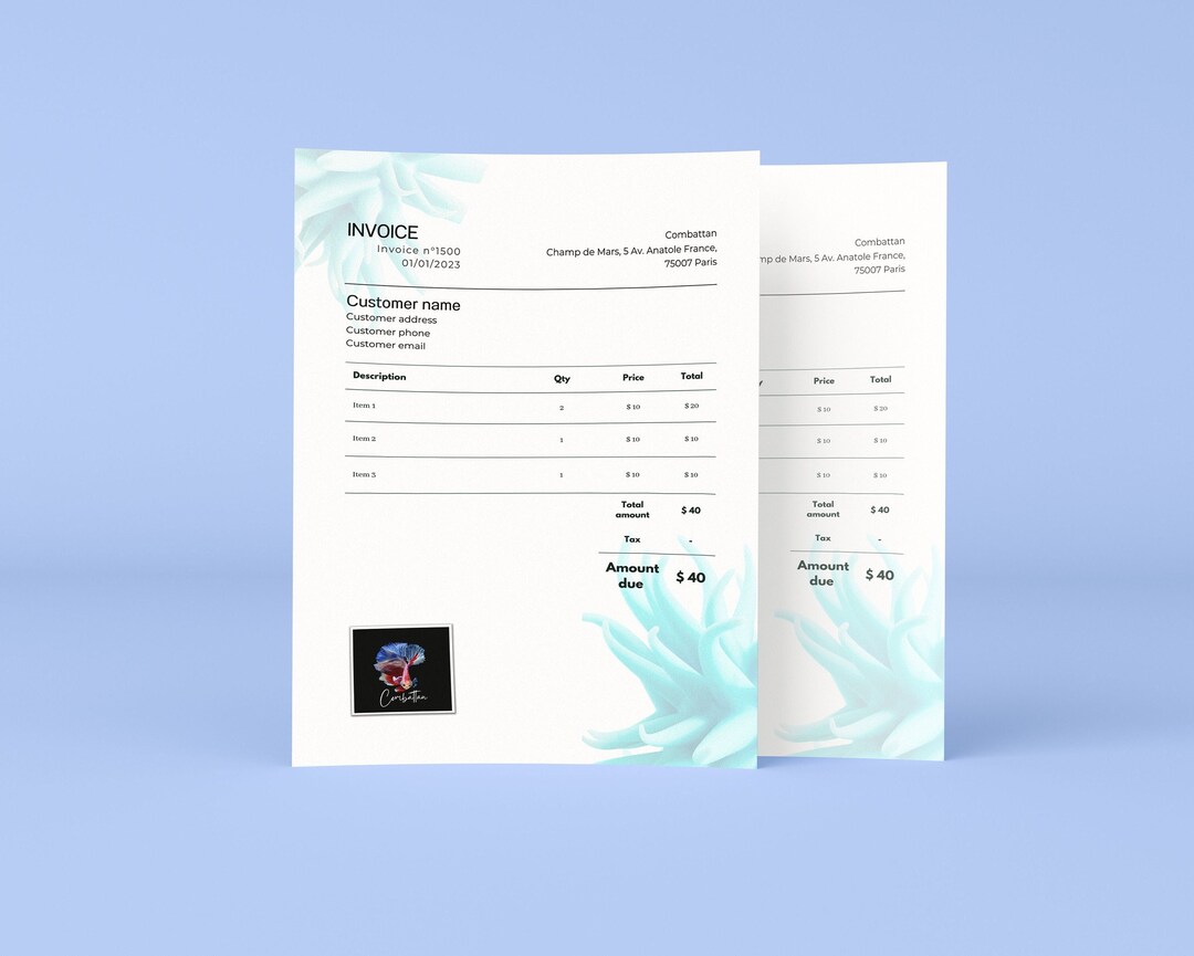 Invoice Template | US Letter Size | Table + Customizable Logo on Canva ...