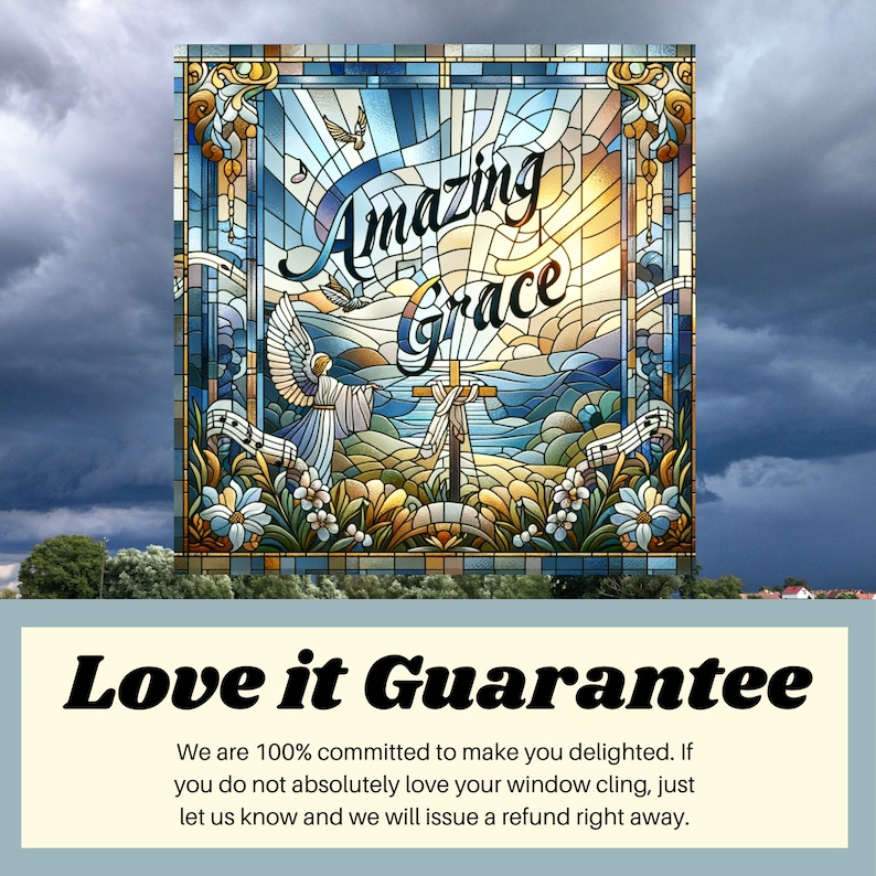 Amazing Grace Stained Glass Window Cling Christian Art Window Sticker ...