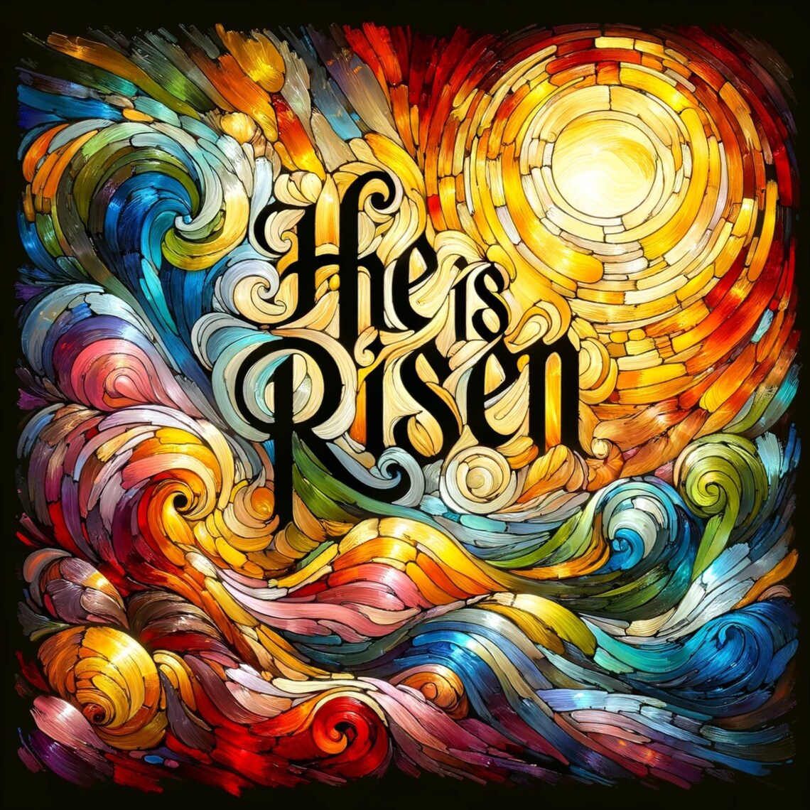 He is Risen Stained Glass Window Cling Easter Decor Resurrection Day ...