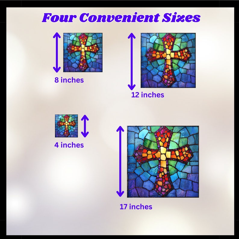 Christian Cross Stained Glass Window Cling Christian Faith Art Faithful ...