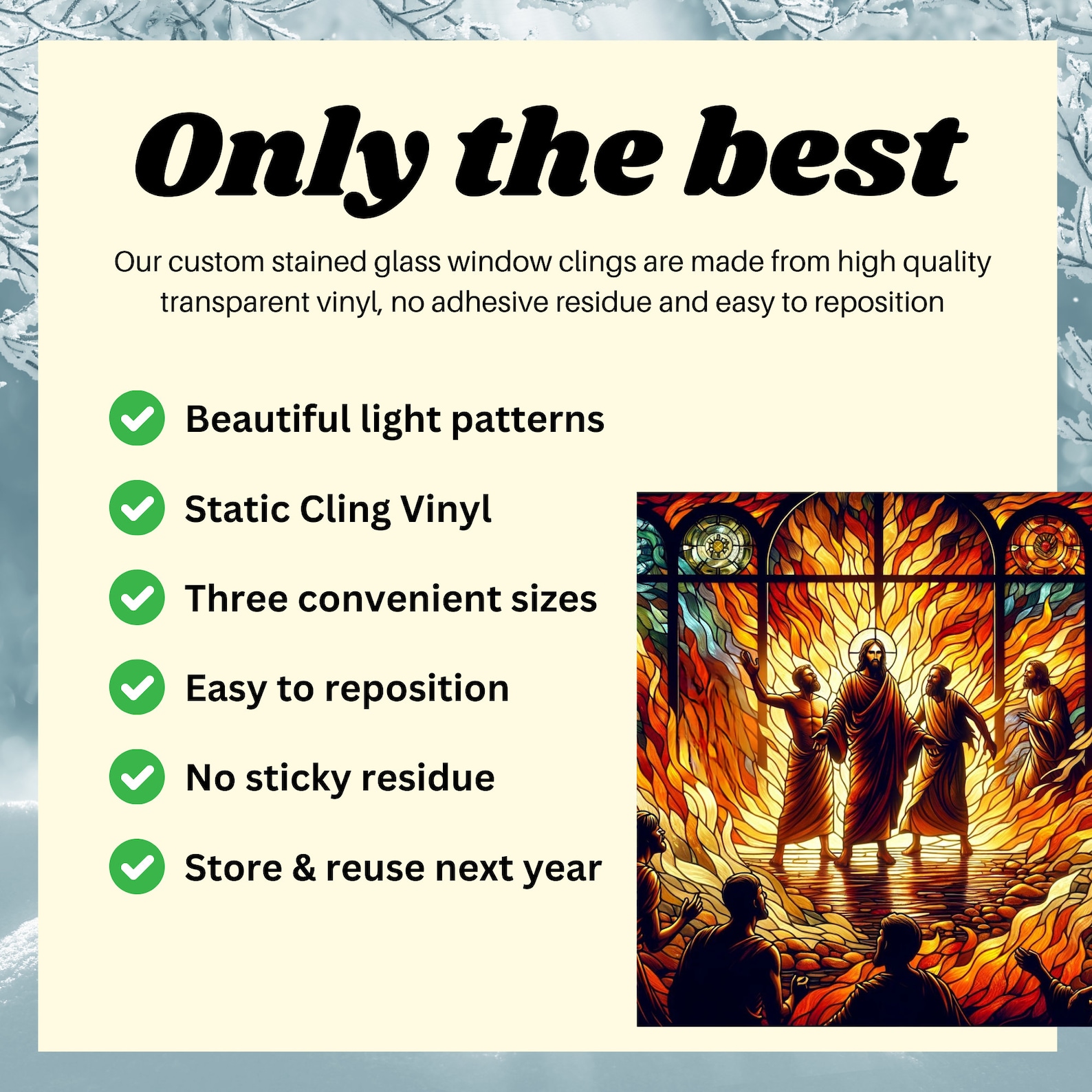 Fourth Man in the Fire Window Cling Daniel 3:24-26 Christian Art Window ...