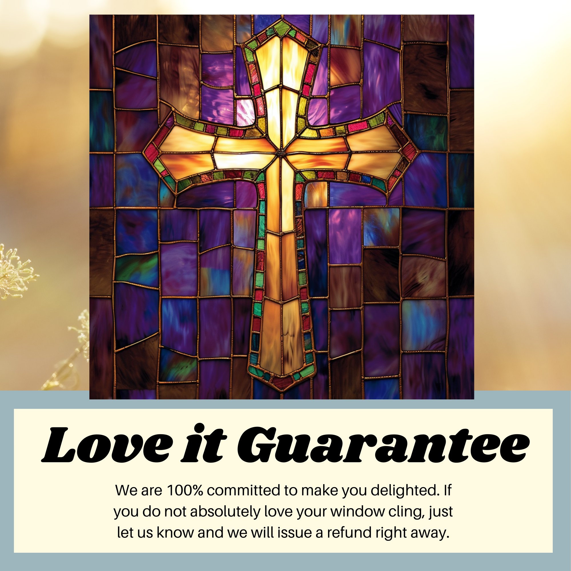 Christian Cross Stained Glass Window Cling Christian Faith Art Faithful ...