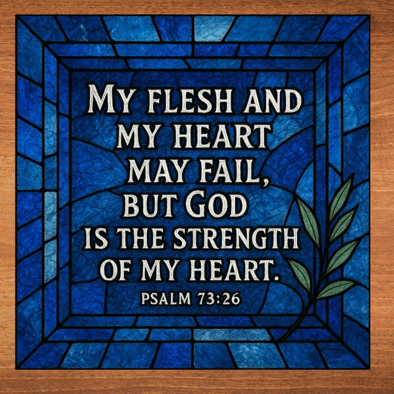 Psalm 73 26 Bible Verse Ceramic Art Tile Christian Decor Bookshelf Wall ...