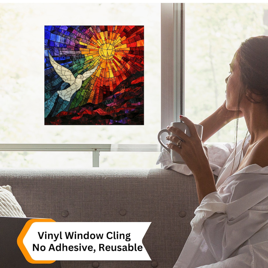 Holy Spirit Stained Glass Window Cling Christian Faith Art Faithful ...