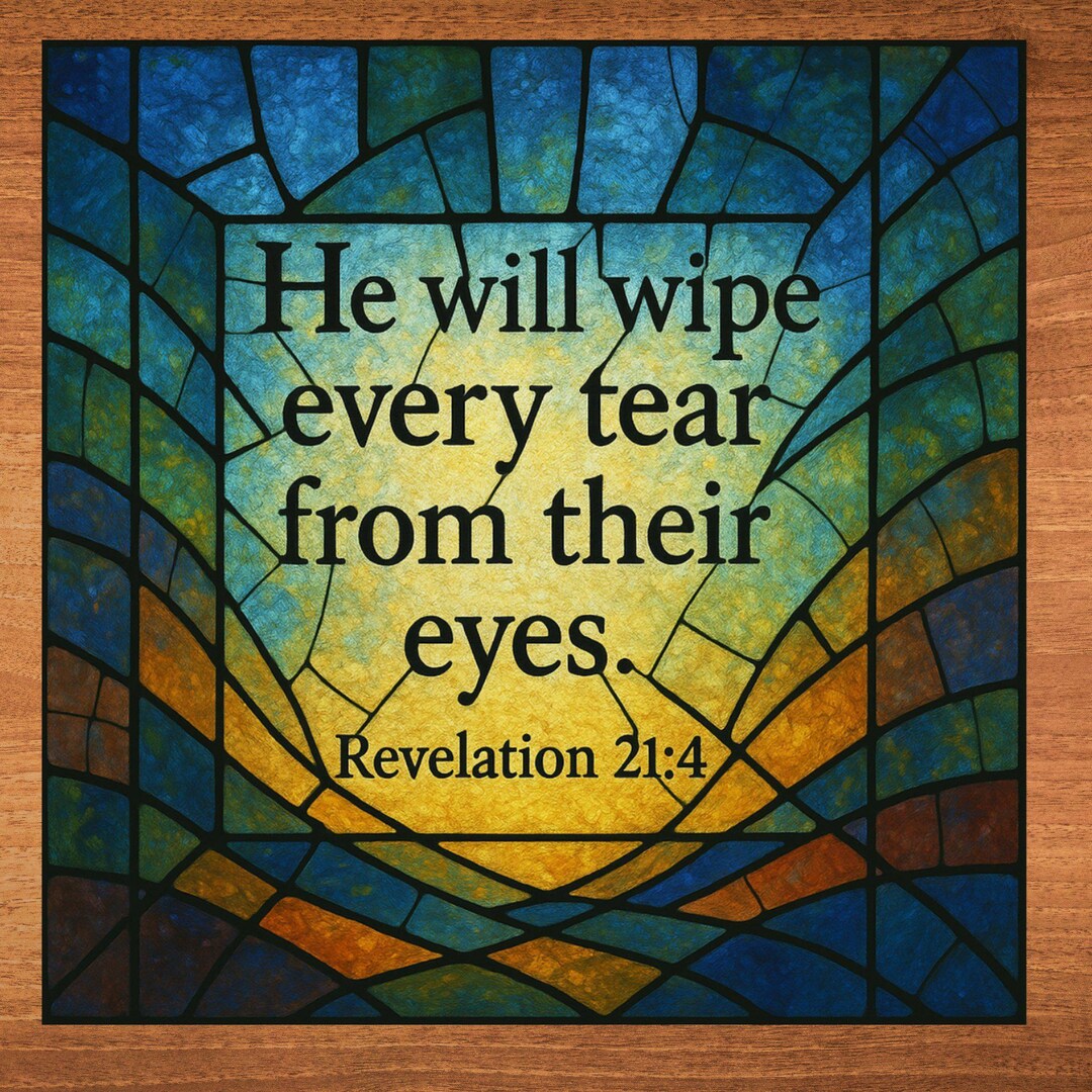 Revelation 21 4 Bible Verse Ceramic Art Tile Christian Decor Bookshelf ...