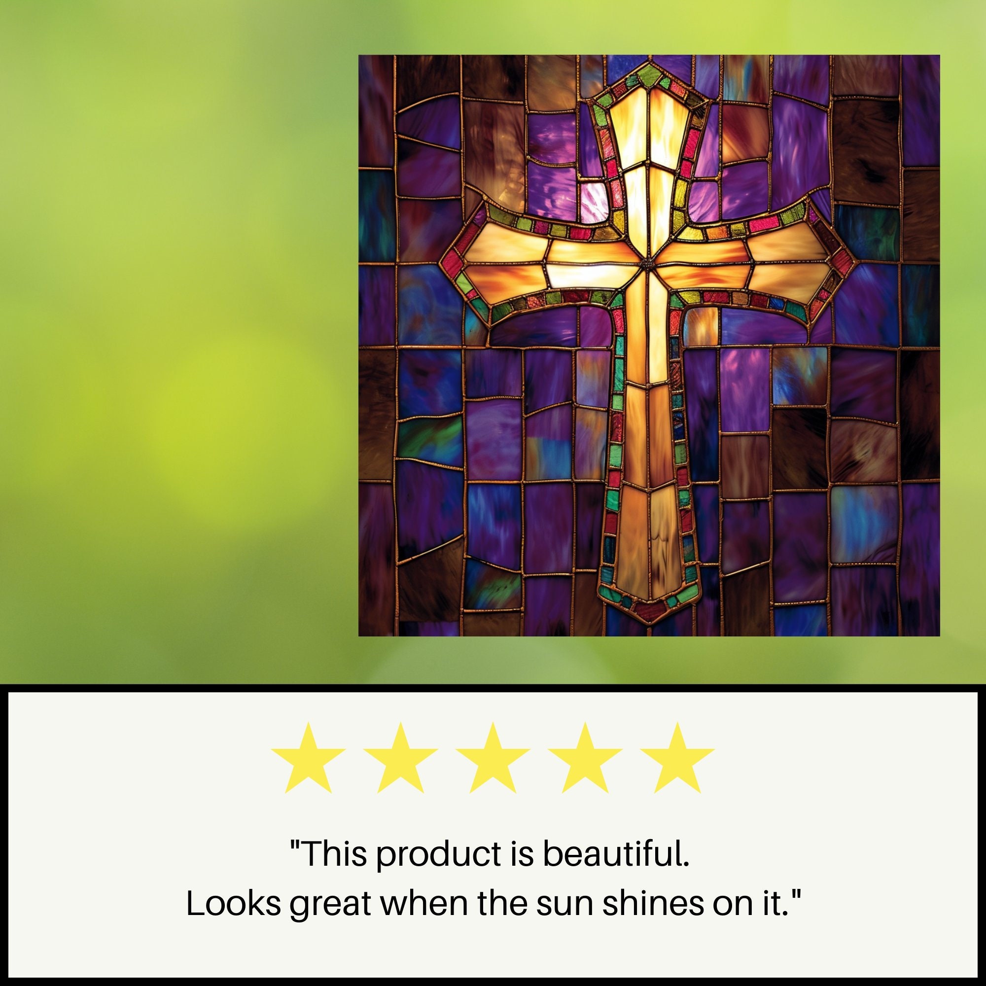 Christian Cross Stained Glass Window Cling Christian Faith Art Faithful ...