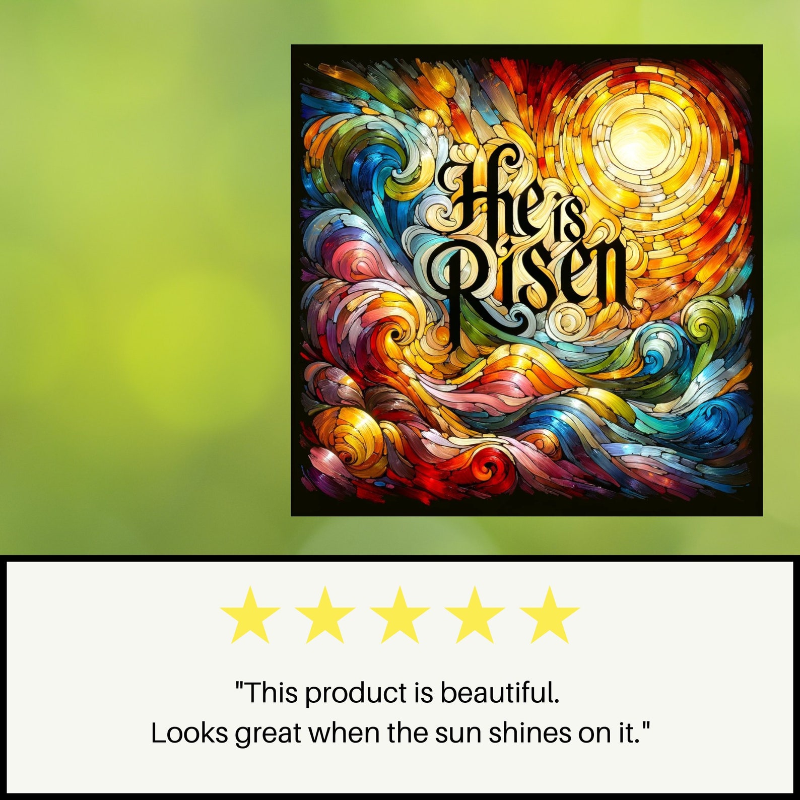 He is Risen Stained Glass Window Cling Easter Decor Resurrection Day ...