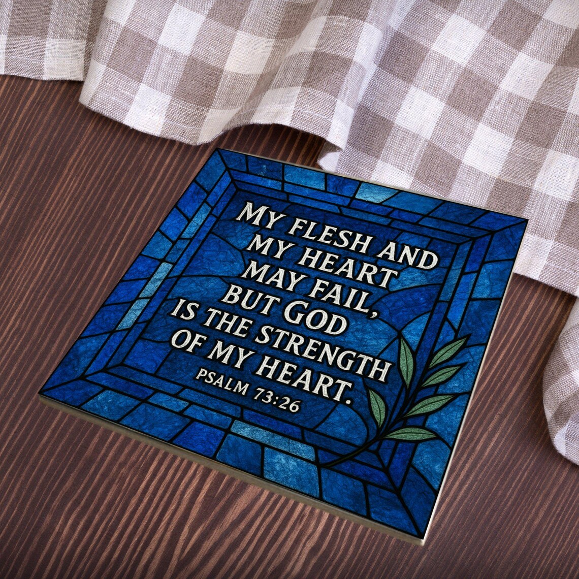 Psalm 73 26 Bible Verse Ceramic Art Tile Christian Decor Bookshelf Wall ...