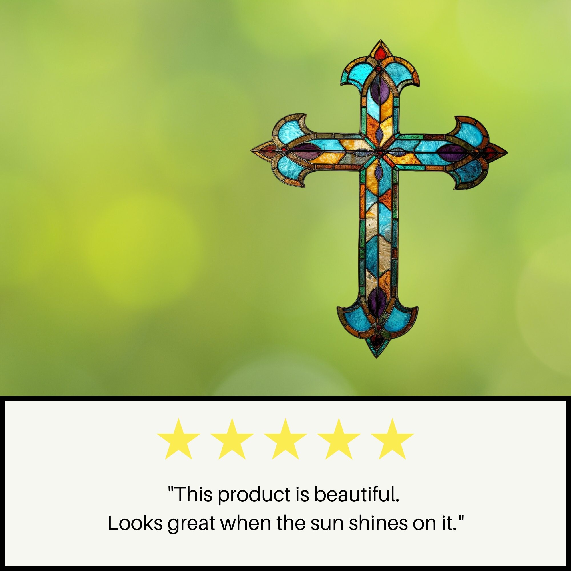 Christian Cross Stained Glass Window Cling Christian Faith Art Faithful ...
