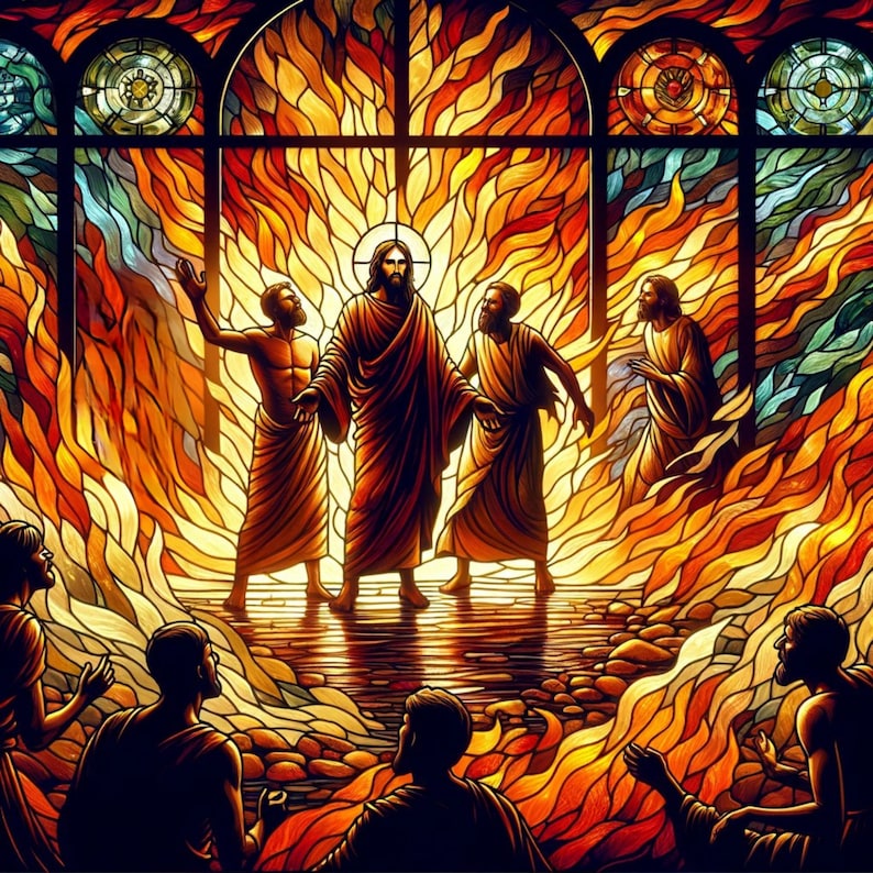 Fourth Man in the Fire Window Cling Daniel 3:24-26 Christian Art Window ...