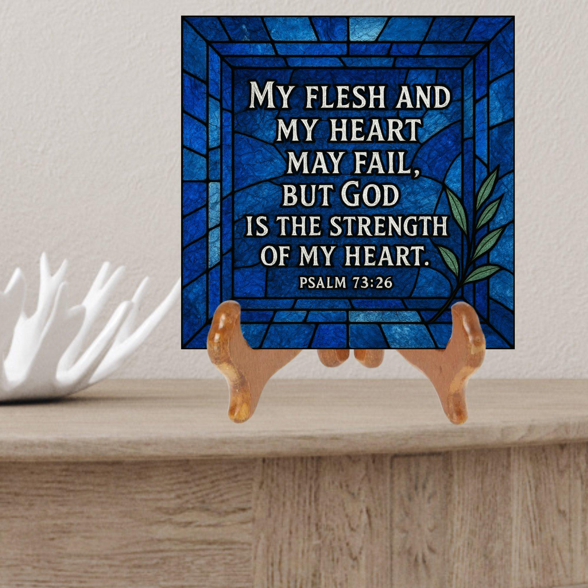 Psalm 73 26 Bible Verse Ceramic Art Tile Christian Decor Bookshelf Wall ...