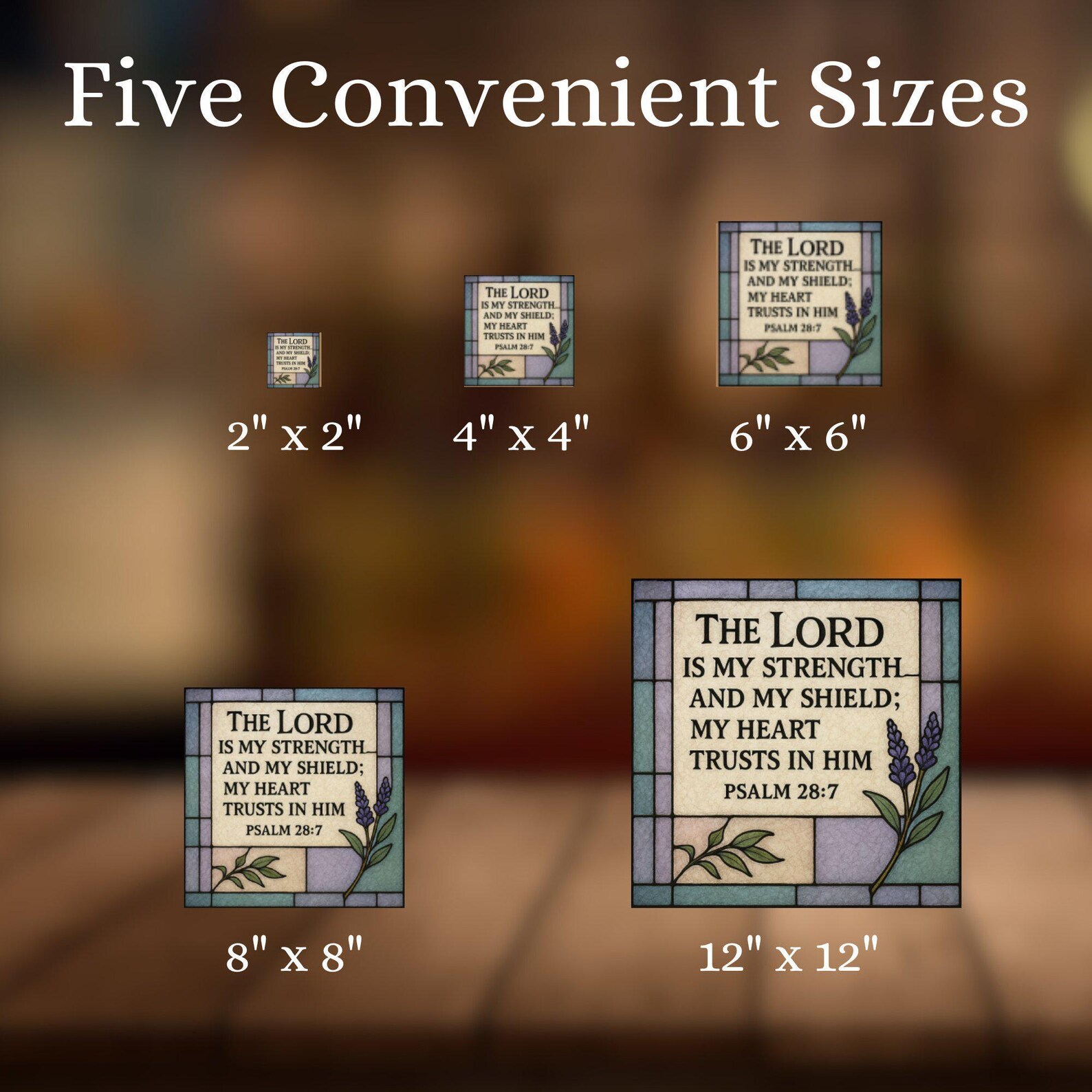 Psalm 28 7 Bible Verse Ceramic Art Tile Christian Decor Bookshelf Wall ...