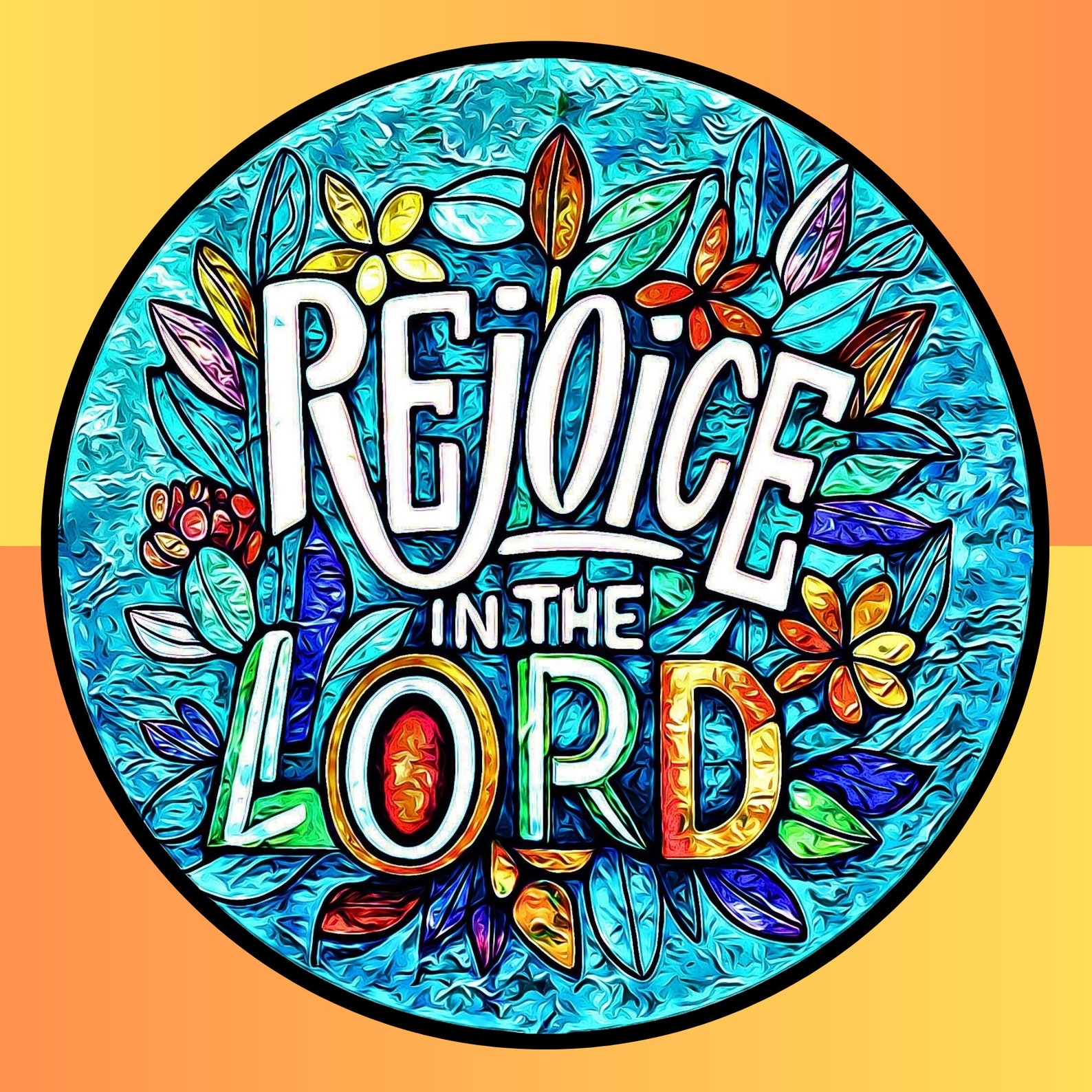 Rejoice in the LORD Stained Glass Window Cling Vinyl Window Decal Film ...