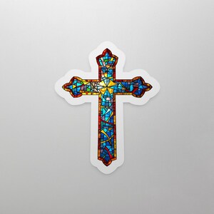 Christian Cross Stained Glass Window Cling Christian Faith Art Faithful ...