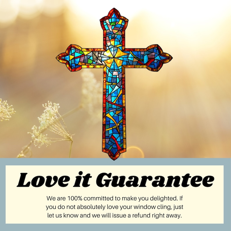 Christian Cross Stained Glass Window Cling Christian Faith Art Faithful ...