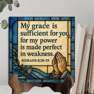 Romans 8 38-39 Bible Verse Ceramic Art Tile Christian Decor Bookshelf ...