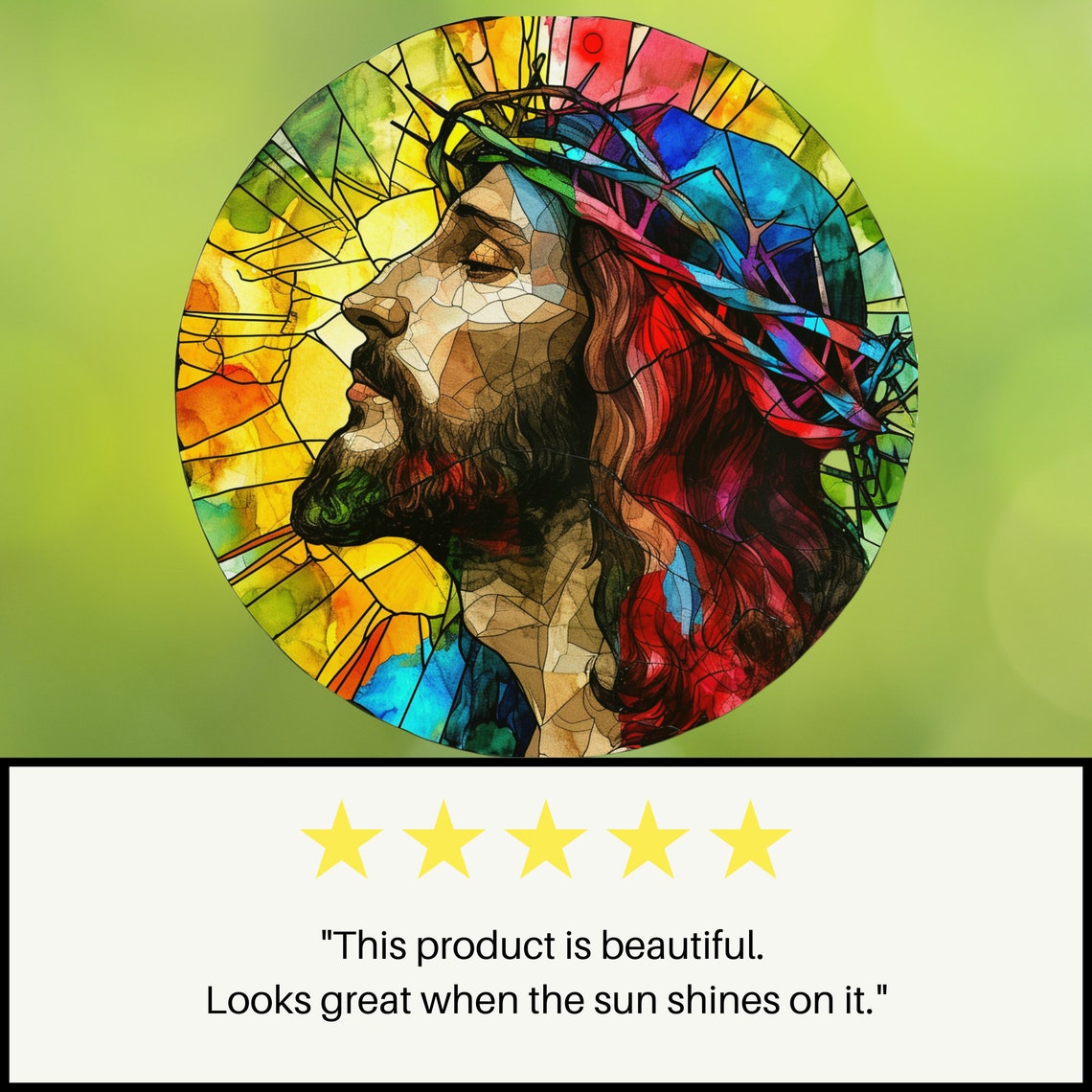Jesus Stained Glass Window Cling Christian Art Window Sticker Decal ...
