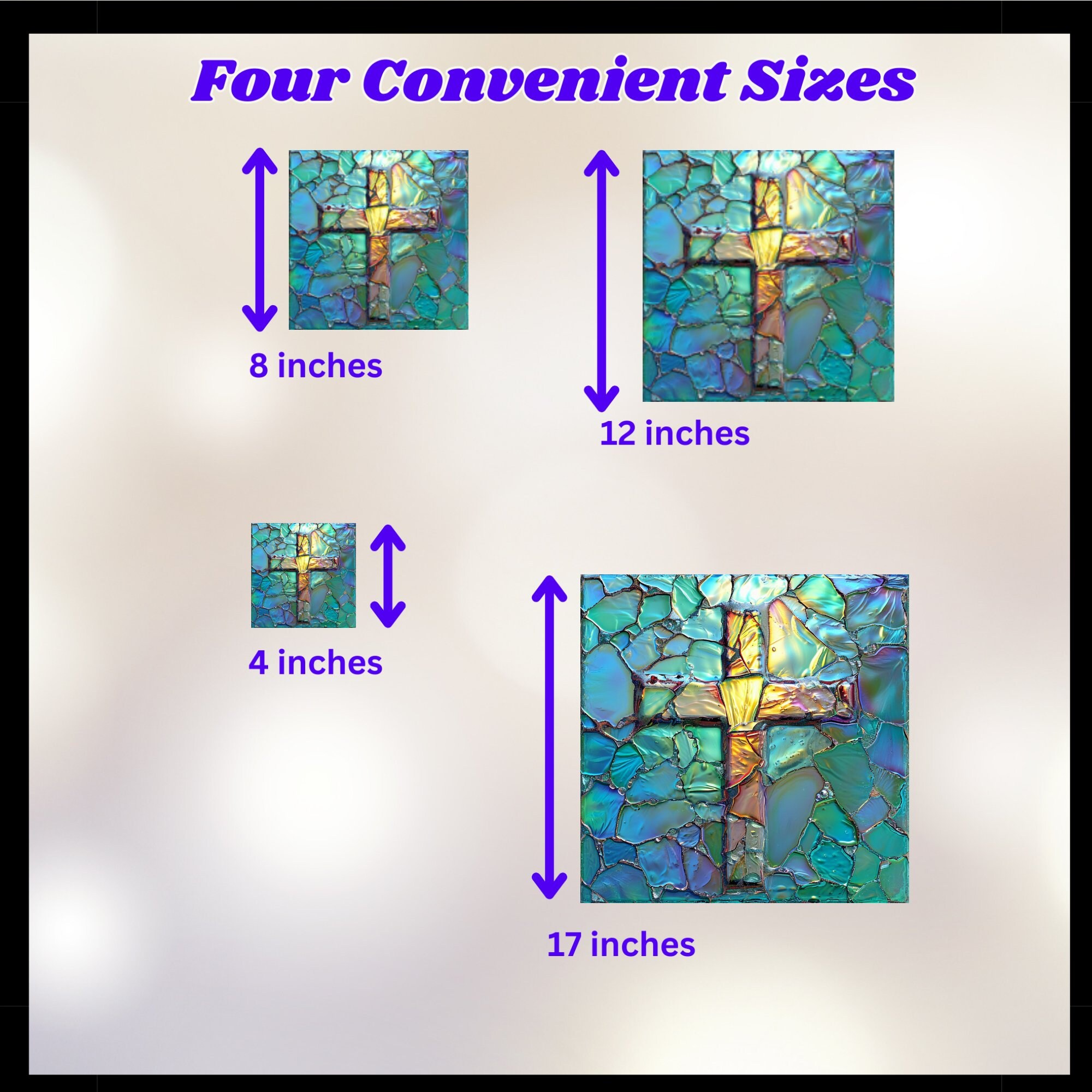 Fused Glass Cross Stained Glass Window Cling Christian Faith Art ...