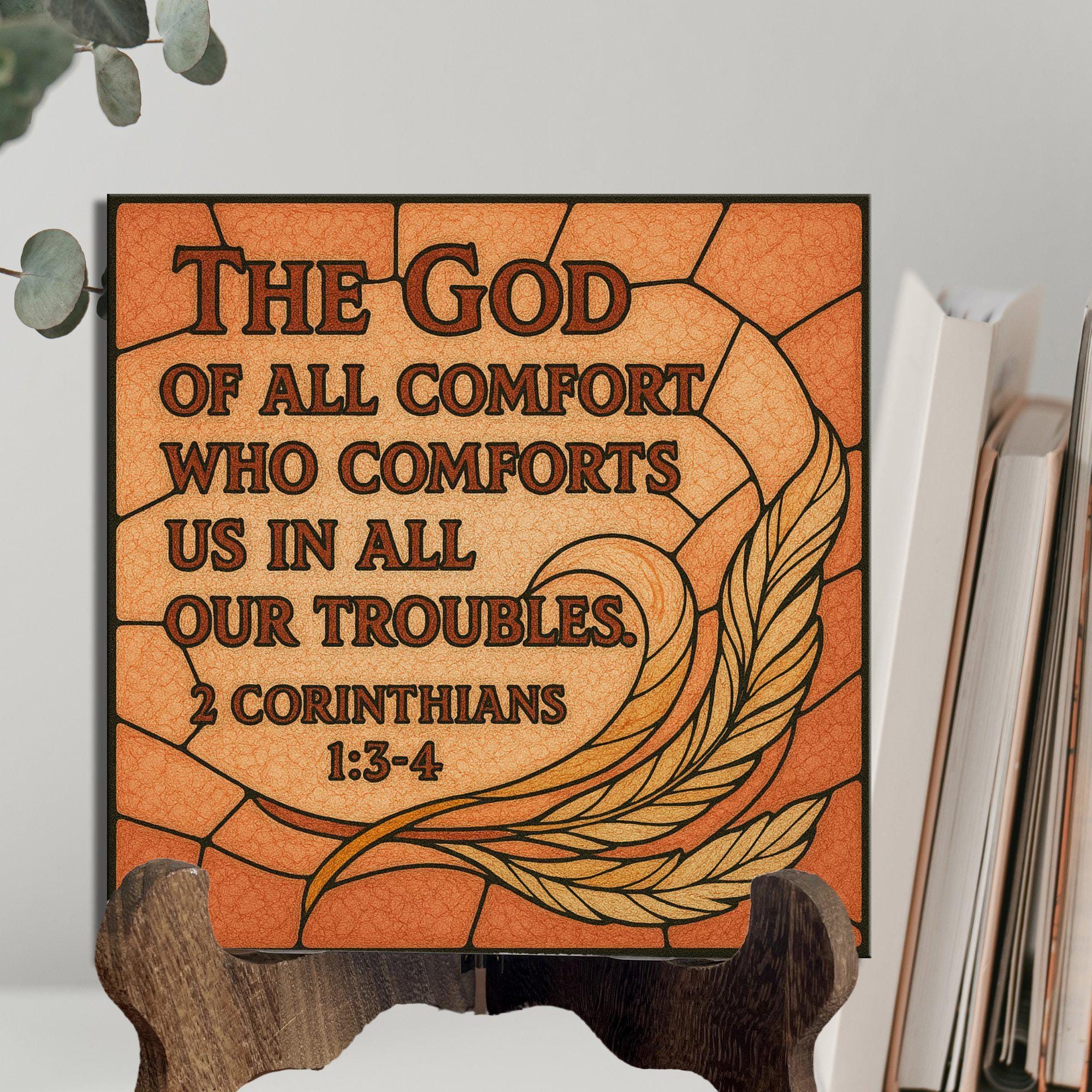 2 Corinthians 1 3-4 Bible Verse Ceramic Art Tile Christian Decor ...