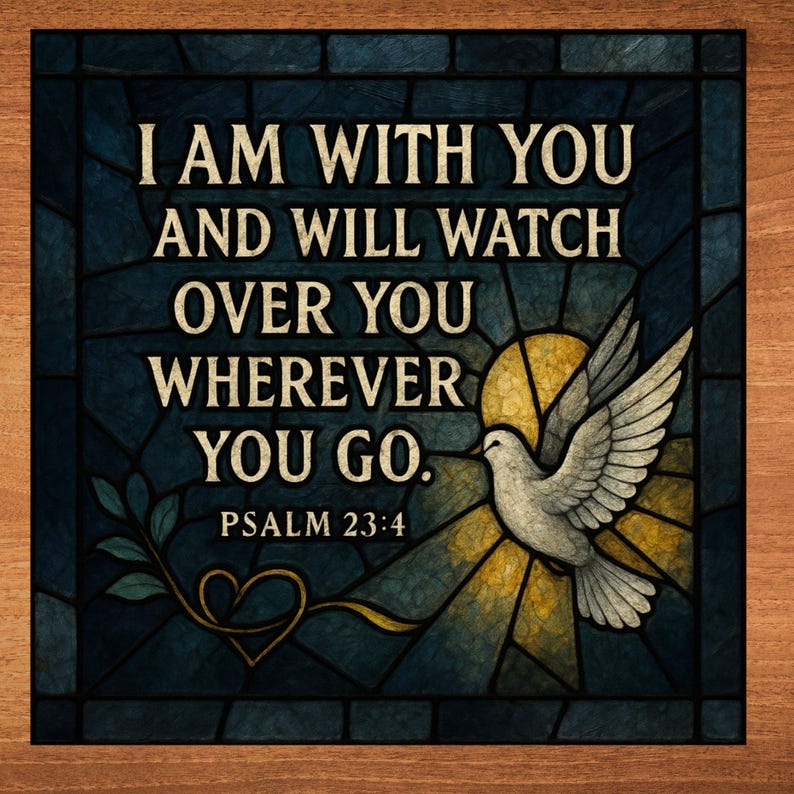 Psalm 23 4 Bible Verse Ceramic Art Tile Christian Decor Bookshelf Wall ...