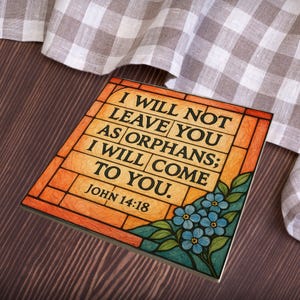 John 14 18 Bible Verse Ceramic Art Tile Christian Decor Bookshelf Wall ...