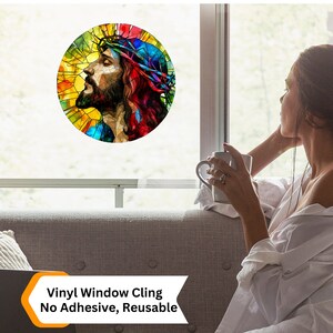 Jesus Stained Glass Window Cling Christian Art Window Sticker Decal ...