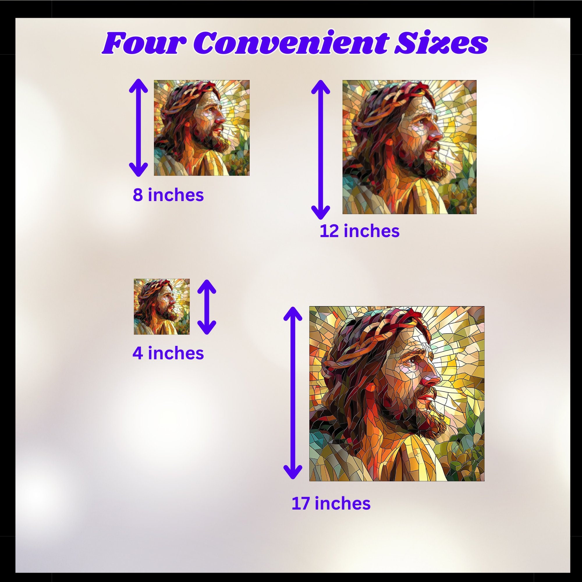 Jesus Stained Glass Window Cling Christian Faith Art Faithful Decor ...