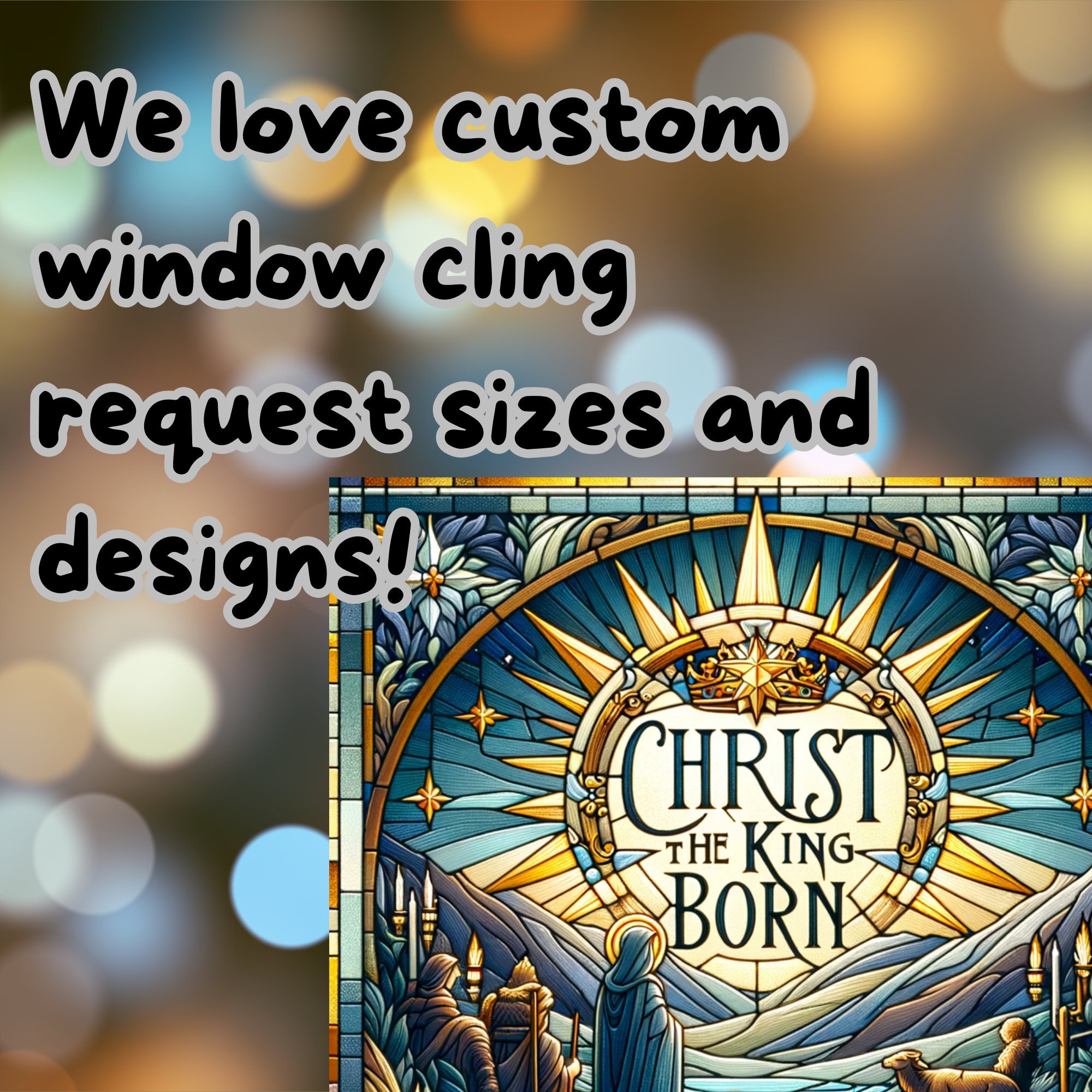Christ the King is Born Window Cling Christian Art Window Sticker Decal ...