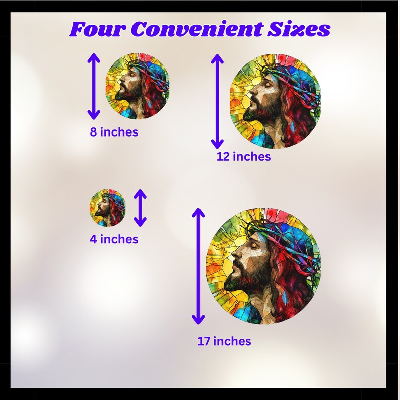 Jesus Stained Glass Window Cling Christian Art Window Sticker Decal ...