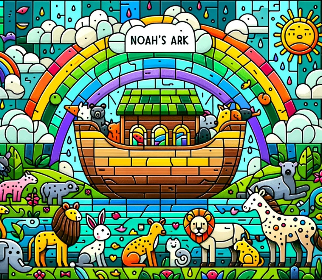 Noah's Ark Stained Glass Window Cling Christian Art Window Sticker ...